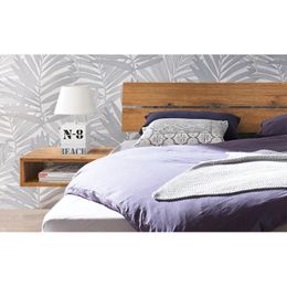 Hasena Holzbett &raquo;Prato&laquo; Fu&szlig;h&ouml;he 20 cm braun Wildcheiche massiv Liegefl&auml;che L&auml;nge B: 200cm x 160cm, H&ouml;he Bett: 36cm H&ouml;he Bettseite: 16cm H&ouml;he 