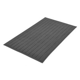 Kleine Wolke Badematte &raquo;Strada&laquo; H&ouml;he 30 mm beidseitig nutzbar fu&szlig;bodenheizungsgeeignet Badteppich, Frottier-Qualit&auml;t, Streifen Design grau Baumwolle rechteckig (