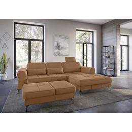 Sit & More sit&more Ecksofa &raquo;Bendigo L-Form&laquo; inklusive Sitztiefenverstellung, Bodenfreiheit 12 cm, in 2 Fu&szlig;farben braun B/H/T: 284cm x 84cm x 175cm, NaturLEDER ,