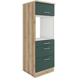 Optifit Backofenumbauschrank &raquo;Bella&laquo; Breite 60 cm, mit 3 Schubk&auml;sten und 1 Klappe gr&uuml;n Holzwerkstoff wildeiche, B/H/T: 60cm x 174,4cm x 60cm, 