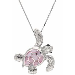 Firetti Damen Kette mit Anh&auml;nger &raquo;Schmuck Geschenk Silber 925 Halsschmuck Halskette Schildkr&ouml;te&laquo; mit Perlmutt rosa Silber 925 (Sterlingsilber), L: 45 