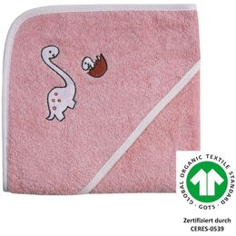 W&ouml;rner Kapuzenhandtuch &raquo;Dinofamilie&laquo; Biobaumwolle, mit Kapuze, maschinenwaschbar, trocknergeeignet rosa Frottee, Frottee B/L: 80cmx80cm, 1 Stk., Frottee