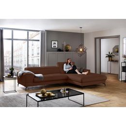 W.Schillig Ecksofa &raquo;piedroo, Designsofa mit tollem Sitzkomfort, L-Form&laquo; Kopfteilverstellung, wahlweise mit Sitztiefenverstellung, Breite 303cm braun 