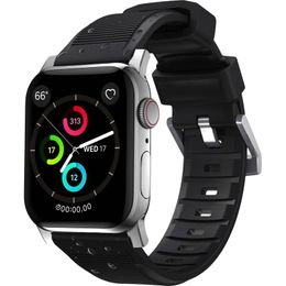 Nomad Smartwatch-Armband &raquo;Strap Rugged Connector 42/44/45/49mm&laquo; silber Kautschuk Ma&szlig;gefertigte &Ouml;sen und Schnallen aus rostfreiem Stahl