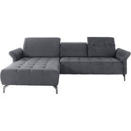 OTTO home Ecksofa &raquo;Fresh L-Form&laquo; Federkern, wahlweise Kopfteilverstellung und motorischer Vorziehsitz grau 100% Polyester B/H/T: 281cm x 79cm x 185cm,