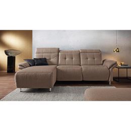 Home Affaire Ecksofa &raquo;Manhattan L-Form&laquo; 2 Sitze mit elektrischer Relaxfunktion, verstellbare Armlehnen beige Kunstleder SOFTLUX ;Flachgewebe (100% 