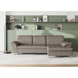 DOMO collection Ecksofa &raquo;FRANZI 278x170x81 cm, Steppung im Sitzbereich, L-Form&laquo; wahlweise mit Bettfunktion, Bettkasten und Kopfteilverstellung beige 