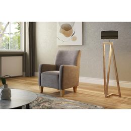 Home Affaire Sessel &raquo;Viva&laquo; mit Federkern, mit Eichenf&uuml;&szlig;en braun 95% Polyester, 10% Polyamid Microfaser, B/H/T: 74cm x 93cm x 81cm