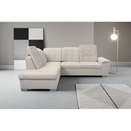 WERK2 Ecksofa &raquo;Bonny 265 x 215 cm inkl. Kopfteilverstellung modern und bequem&laquo; Webstoff, L-Form, Schlaffunktion, Bettkasten beige 100% Polyester B/H/T
