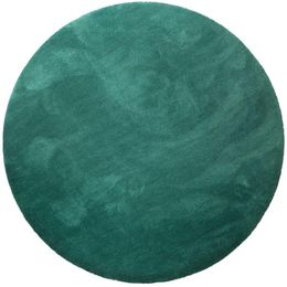 Teppich &raquo;Pisa&laquo; rund 25 mm H&ouml;he Hochflor, Microfaser, uni, weich, Shaggy, Wohnzimmer, Schlafzimmer gr&uuml;n Polyester &Oslash; 120cm 1 Stk., 25mm, &Oslash; 120cm