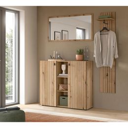 Home Affaire Garderoben-Set &raquo;TATIO, 3-tlg. Garderobenkombination, Breite:157cm, Rillenfr&auml;sung&laquo; Set, Set, best. aus: 1 Spiegel, 1 Garderobenpaneel, 1 