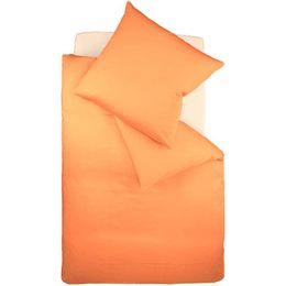 Fleuresse Bettw&auml;sche &raquo;Colours in 135x200, 155x220 oder 200x200 cm&laquo; 2 Stk. Bettw&auml;sche aus 100% Baumwolle, uni, mit Rei&szlig;verschluss orange Mako-Satin, 