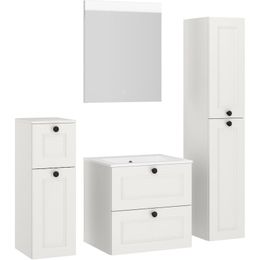 Nobilia Badm&ouml;bel-Set &raquo;Cascada&laquo; Set, mit Waschbecken, inkl. beleuchtetem Spiegel mit Touch-Sensor, 4 Stk. tlg. B/H/T: 140cmcm x 169cmcm x 48,7cmcm