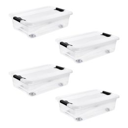 keeeper Aufbewahrungsbox &raquo;Konrad, Box mit Rollen, 4er Set, 28 L, 59,5 x 39,5 x 18 cm&laquo; durch Clips verschlie&szlig;bar, Griffe und Rollen am Boden 
