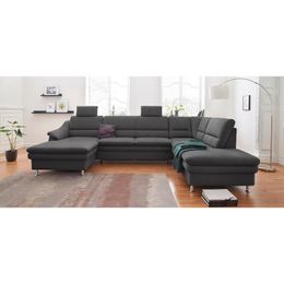 Sit & More sit&more Wohnlandschaft &raquo;Cardoso U-Form&laquo; mit Federkern und Kopfst&uuml;tzen, mit Schlaffunktion und Relaxfunktion grau Luxus-Microfaser 1 (100% Polyester);
