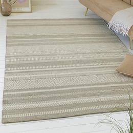 OTTO home Teppich &raquo;Niamh&laquo; rechteckig 6 mm H&ouml;he Flachgewebe, Kelim, Wolle, geometrisches Muster, Wohnzimmer beige Schurwolle B : 160cm 1 Stk., 6mm, L: 