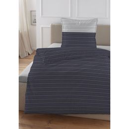 HECHTER PARIS Wendebettw&auml;sche &raquo;0061310&laquo; 2 Stk. feiner Glanz + weicher Griff, 100% Baumwolle, Stehsaum, ganzj&auml;hrig blau Satin, Obermaterial: 100% 