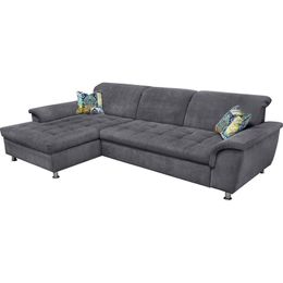 DOMO collection Ecksofa &raquo;FRANZI 278x162 cm, L-Form, bequem, belastbar bis 140 kg/Sitz&laquo; Chenille, dunkelgrau grau Flachgewebe (100% Polyester);Chenille