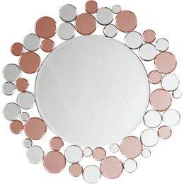 Kayoom Dekospiegel &raquo;Bubble 1925&laquo; Wandspiegel rosa Metallhaken, Spiegelglas B/H/T: 80cm x 1,6cm x 80cm &Oslash; 80cm