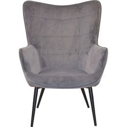 HOFMANN LIVING AND MORE Sessel &raquo;Jaro&laquo; Polstersessel mit Beinen aus Stahlrohr, schwarz lackiert grau Samtoptik, B/H/T: 99cm x 78cm
