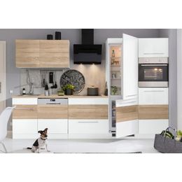 KOCHSTATION K&uuml;chenzeile &raquo;KS-Trient&laquo; Breite 310 cm, wahlweise mit E-Ger&auml;ten, mit Arbeitsplatte wei&szlig; B/H/T: 310cm x 60cm, ohne E-Ger&auml;te