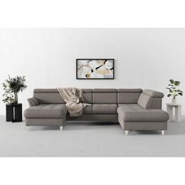 Sit & More sit&more Wohnlandschaft &raquo;Marano U-Form&laquo; inklusive Kopfteilverstellung, optional Schlaffunktion & Bettkasten grau 100% Polyester B/H/T: 304cm x 216cm, 