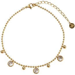 Firetti Fu&szlig;kette mit Anh&auml;nger &raquo;Schmuck Geschenk K&ouml;rperschmuck Kreise Kugeln&laquo; mit Zirkonia (synth.) gold Edelstahl Fu&szlig;kette mit Anh&auml;nger