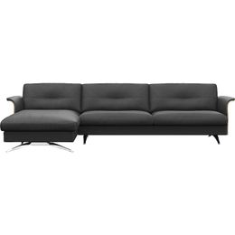 FLEXLUX Ecksofa &raquo;Glow, super bequem durch hochwertigem Sitzaufbau mit Federkern, L-Form&laquo; Modernes skandinavisches Design schwarz 100% Echteder B/H/T: 