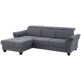 OTTO home Ecksofa &raquo;Solvei L-Form&laquo; mit Recamierenabschlu&szlig; und Sitztiefenverstellung grau Struktur (100% Polyester);Luxus-Microfaser Lederoptik (100% 