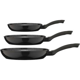 GSW Pfannen-Set &raquo;Barisa&laquo; Aluminium Set, 3 Stk. tlg. VITAFLON QUARZIT Antihaft-Versiegelung, Induktion schwarz Einheitsgr&ouml;&szlig;e