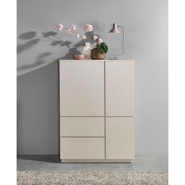 HBZ-MEBLE HBZ Highboard &raquo;Vince Highboard, B/H/T 103x142x38 cm&laquo; 1 Stk. tlg. Breite 103 cm, Push-to Open, Melaminbeschichtung beige Holzwerkstoff B/H/T: 103cm x 