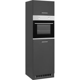 KOCHSTATION Backofen/K&uuml;hlumbauschrank &raquo;KS-Kehl&laquo; f&uuml;r Einbauk&uuml;hlschrank, Nischenh&ouml;he 88cm grau MDF grafit, B/H/T: 60cm x 200cm x 60cm, T&uuml;ren: 2 Stk.