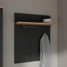 FORTE Garderobenpaneel &raquo;Bohol Paneel 5 Haken, Kleiderstange, Ablageboden&laquo; B/H/T 86,5/1056/30 cm schwarz Holzwerkstoff B/H/T: 86,5cm x 105,6cm x 30cm