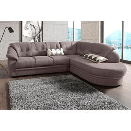 Sit & More sit&more Ecksofa &raquo;Savona&laquo; wahlweise mit Schlaffunktion grau NaturLEDER (echtes Rindsleder) in Sitz und R&uuml;cken. Korpus in passendem Kunstleder SOFTLUX 
