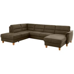 Home Affaire Wohnlandschaft &raquo;Palmera U-Form, B: 308 cm, gro&szlig;e Stoff + Leder Auswahl&laquo; mit Schlaffunktion, optional Bettkasten, Federkern, XXL-