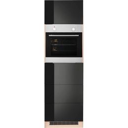 KOCHSTATION Backofenumbauschrank &raquo;KS-Brindisi&laquo; 60 cm breit, 200 cm hoch, viel Stauraum schwarz MDF eiche sonoma, B/H/T: 60cm x 200cm x 60cm, T&uuml;ren: 2 