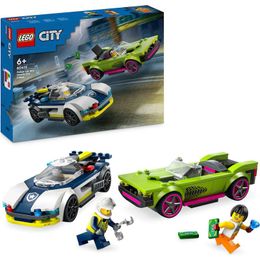 Lego Konstruktionsspielsteine &raquo;Verfolgungsjagd mit Polizeiauto und Muscle Car (60415), Lego City&laquo; Made in Europe bunt Einheitsgr&ouml;&szlig;e 