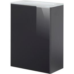 Fackelmann Waschtisch &raquo;SBC&laquo; Set, bestehend aus Becken, Beleuchtung und Unterbau, Breite ca. 45 cm grau Glas, Holzwerkstoff B/H/T: 45cm x 61,5cm x 25cm