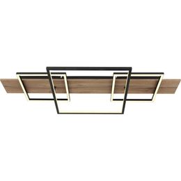 Globo LIGHTING Deckenleuchte &raquo;VANNI&laquo; LED-Modul 1 Stk. Warmwei&szlig; Deckenleuchte Schwarz/MDF, Aluminium, Opal, Stufenschalter, LED 32W braun 1, H: 10cm, 1