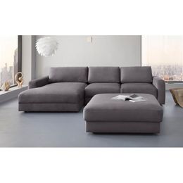 Home Affaire Ecksofa &raquo;Bloomfield, bequem und elegant, Breite 303cm, L-Form&laquo; mit Bettfunktion und Bettkasten, Unser Dauertiefpreis grau 100% Polyester 