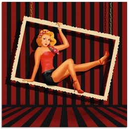 Artland Glasbild &raquo;Sch&ouml;nheit aus den 50er Jahren&laquo; Frau 1 Stk. tlg. in verschiedenen Gr&ouml;&szlig;en rot B/H/T: 50cm x 50cm, Glasbild Frau quadratisch, 1 Stk.