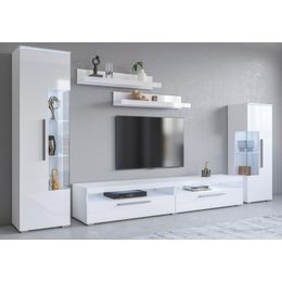 OTTO home Wohnwand &raquo;India,Breite 290cm moderne Mediawand ohne Beleuchtung&laquo; fdete, 5 Stk. tlg. wei&szlig; ABS-Kunststoff, Glas, Holzwerkstoff, Kunststoff, 