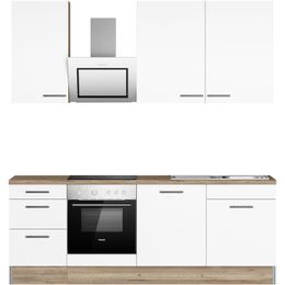 Optifit K&uuml;chenzeile &raquo;Fiona&laquo; Breite 230 cm, mit Hanseatic-E-Ger&auml;ten in Premium oder Basic wei&szlig; B/H/T: 230cm x 60cm,mit E-Ger&auml;ten, Basic