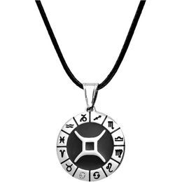 Firetti Herren Kette mit Anh&auml;nger &raquo;Schmuck Geschenk Edelstahl Leder Halsschmuck Halskette Sternzeichen&laquo; Made in Germany - mit Similistein wei&szlig; 