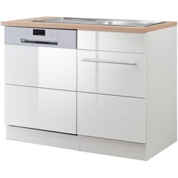 KOCHSTATION Sp&uuml;lenschrank &raquo;KS-Wien&laquo; Breite 110 cm, inkl. M&ouml;belfront f&uuml;r teilintegrierbaren Geschirrsp&uuml;ler wei&szlig; Holzwerkstoff, MDF wei&szlig;, B/H/T: 110cm x