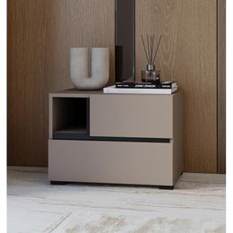 OTTO home Nachtkommode &raquo;Cross, moderner griffloser Nachtschrank&laquo; Nachttisch, Nachtkonsole mit 2 Schubladen braun B/H/T: 55cm x 40cm x 40cm, 2 Stk.