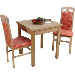 HOFMANN LIVING AND MORE Essgruppe &raquo;Anthony&laquo; Spar-Set, 1 Tisch, 2 St&uuml;hle, 3 Stk. tlg. Stuhlgestell und Tischbeine aus Massivholz, Tisch mit 2 