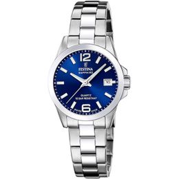 Festina Damen Quarzuhr Armbanduhr, Damenuhr, Swiss Made, Edelstahlarmband, analog, Tag silber Einheitsgr&ouml;&szlig;e