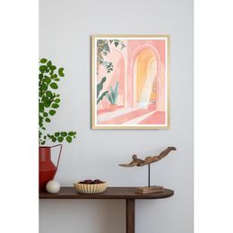queence Bild mit Rahmen &raquo;Warme Sonnenstrahlen&laquo; Bl&auml;tter Bl&auml;tterbilder Fenster & T&uuml;ren Gem&auml;lde Kunst 1 Stk. tlg. Kunstdruck in Pastell mit einem 
