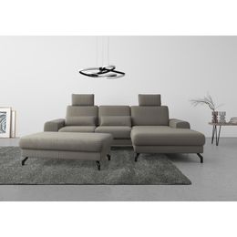 Sit & More sit&more Ecksofa &raquo;Cinturo L-Form&laquo; inklusive Sitztiefenverstellung und Federkern, Sitzh&ouml;he 45 cm braun B/H/T: 283cm x 88cm x 175cm, Luxus-Microfaser 